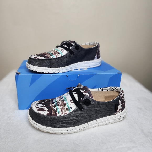 Hey Dude | Shoes | Hey Dudes Wendy Kingman Brown Cow Print Turquoise ...